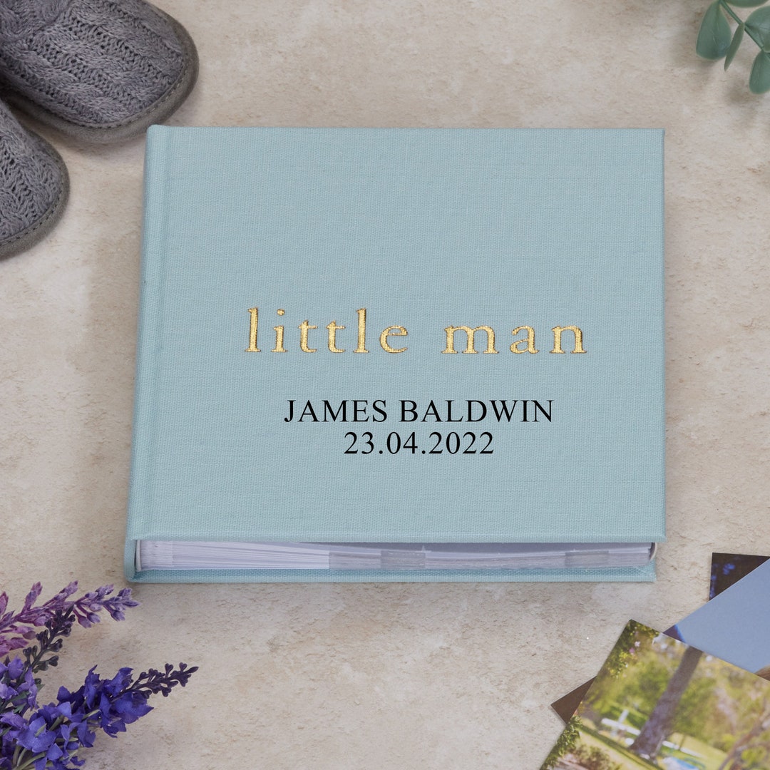 Personalised Baby Boy Light Blue Photo Album With Linen Cover - Etsy UK