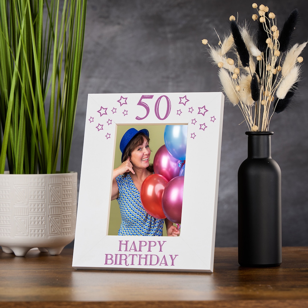50th Birthday Photo Frame Gift for Her With Star Design - Etsy