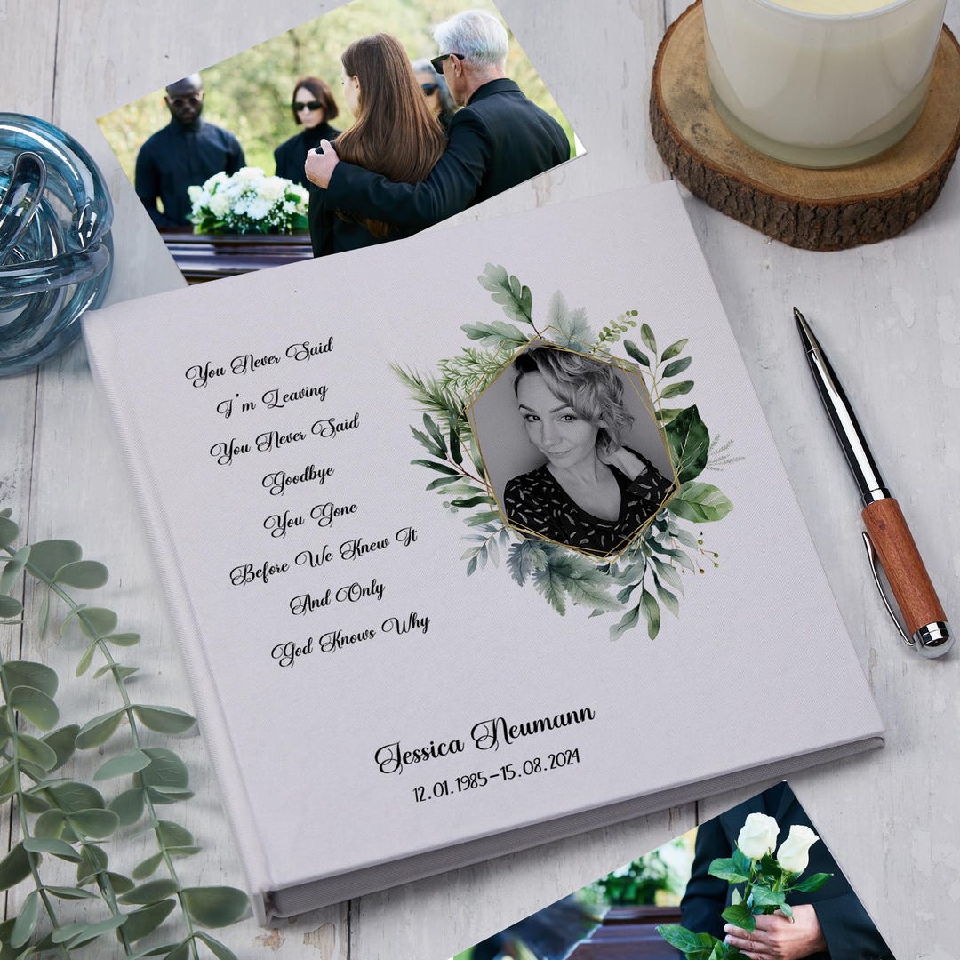 Large Book Bound Personalised Photo Funeral Condolence Memorial Album ...
