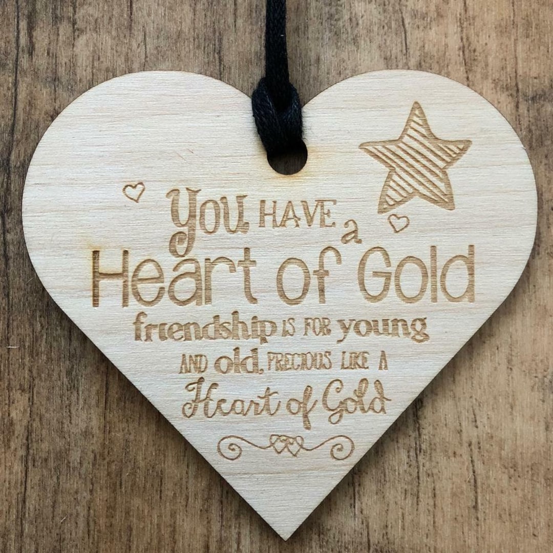 Heart of Gold Friendship Wooden Plaque Gift - Etsy