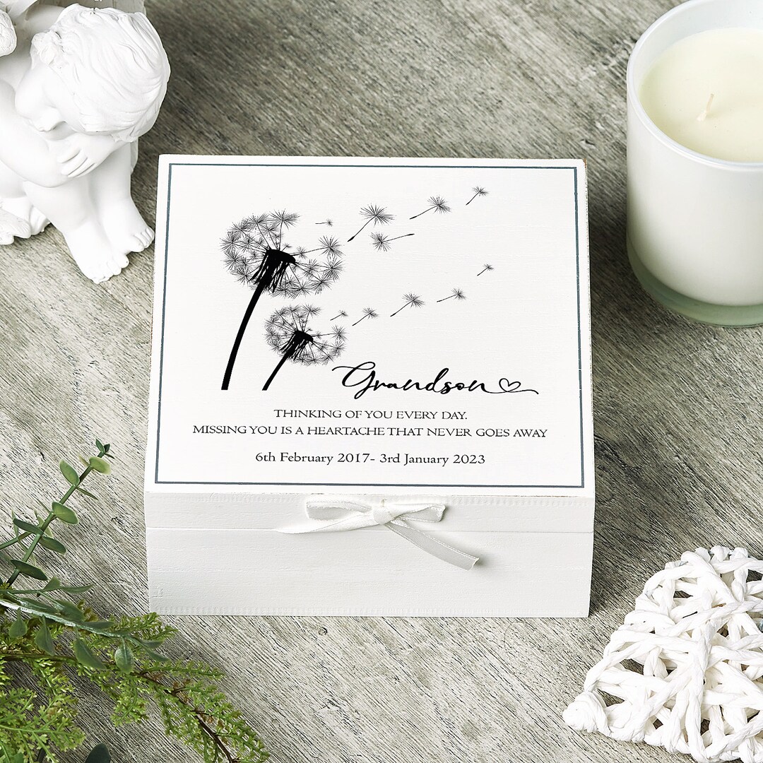 Personalised Grandson Memorial Remembrance Vintage Wooden Keepsake Box ...