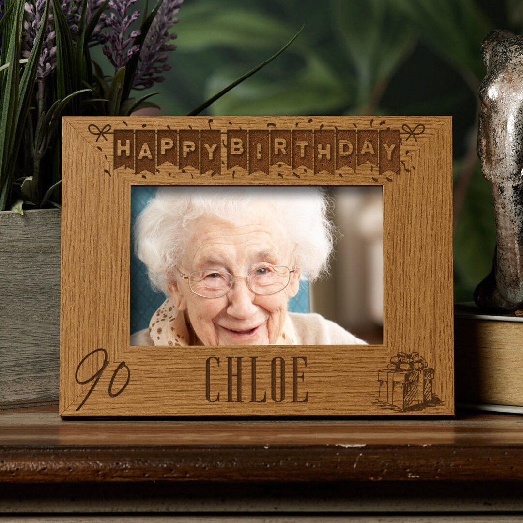 Personalised 90th Birthday Photo Frame Gift With Balloons Landscape ...