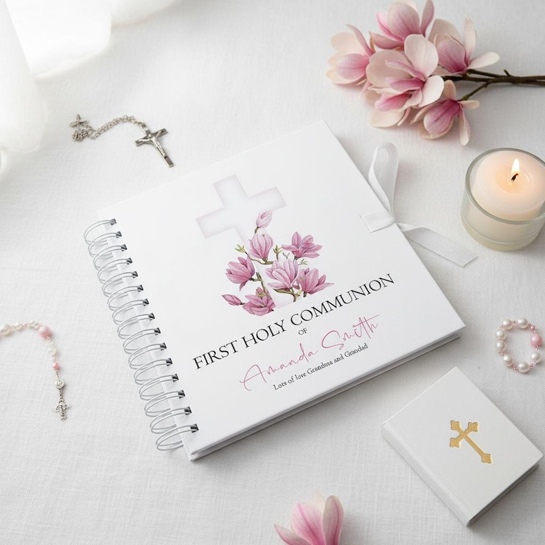 Personalised First Holy Communion Pink Cross Guestbook Scrapbook Photo ...