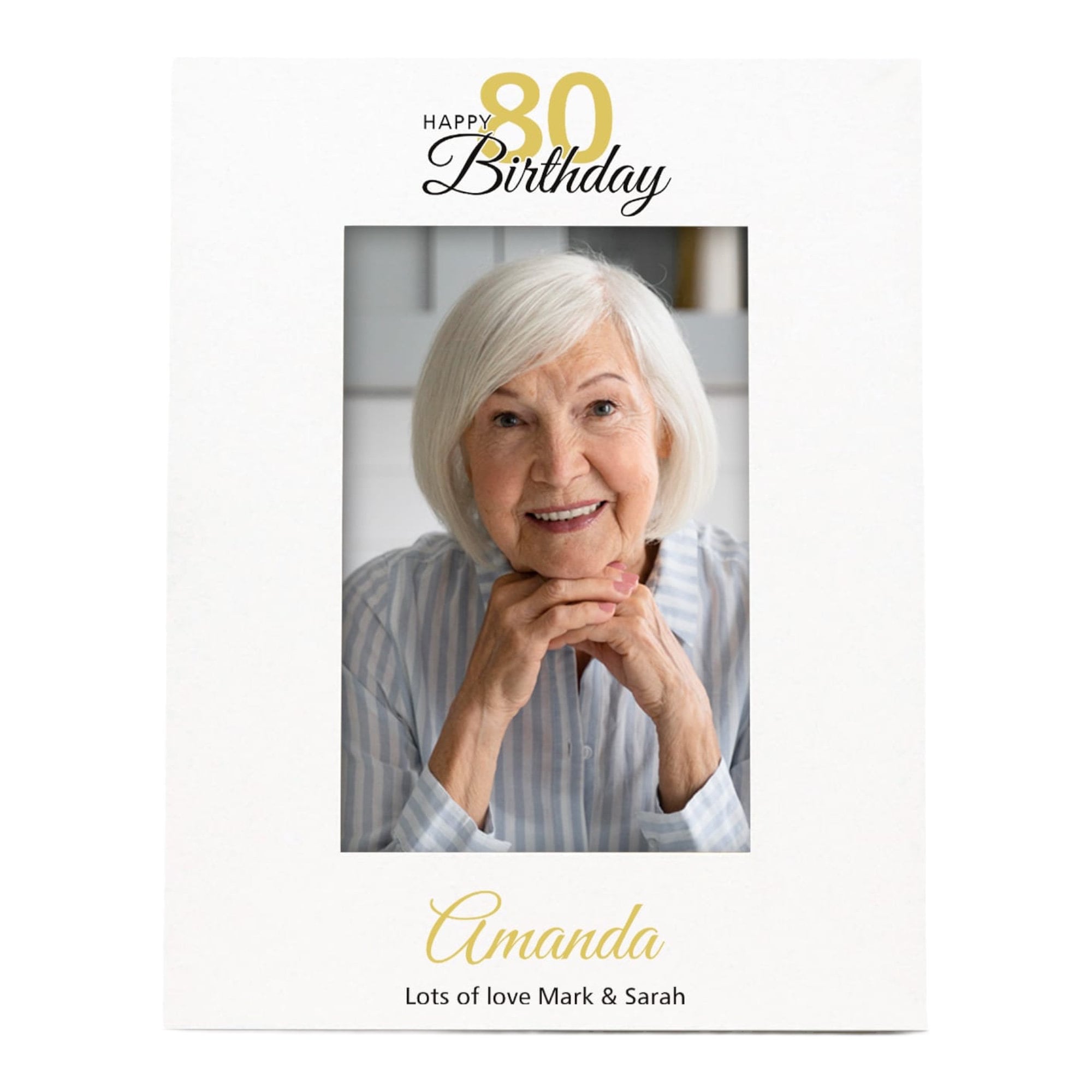 Personalised 80th Birthday Photo Frame Portrait With Name and Sentiment ...