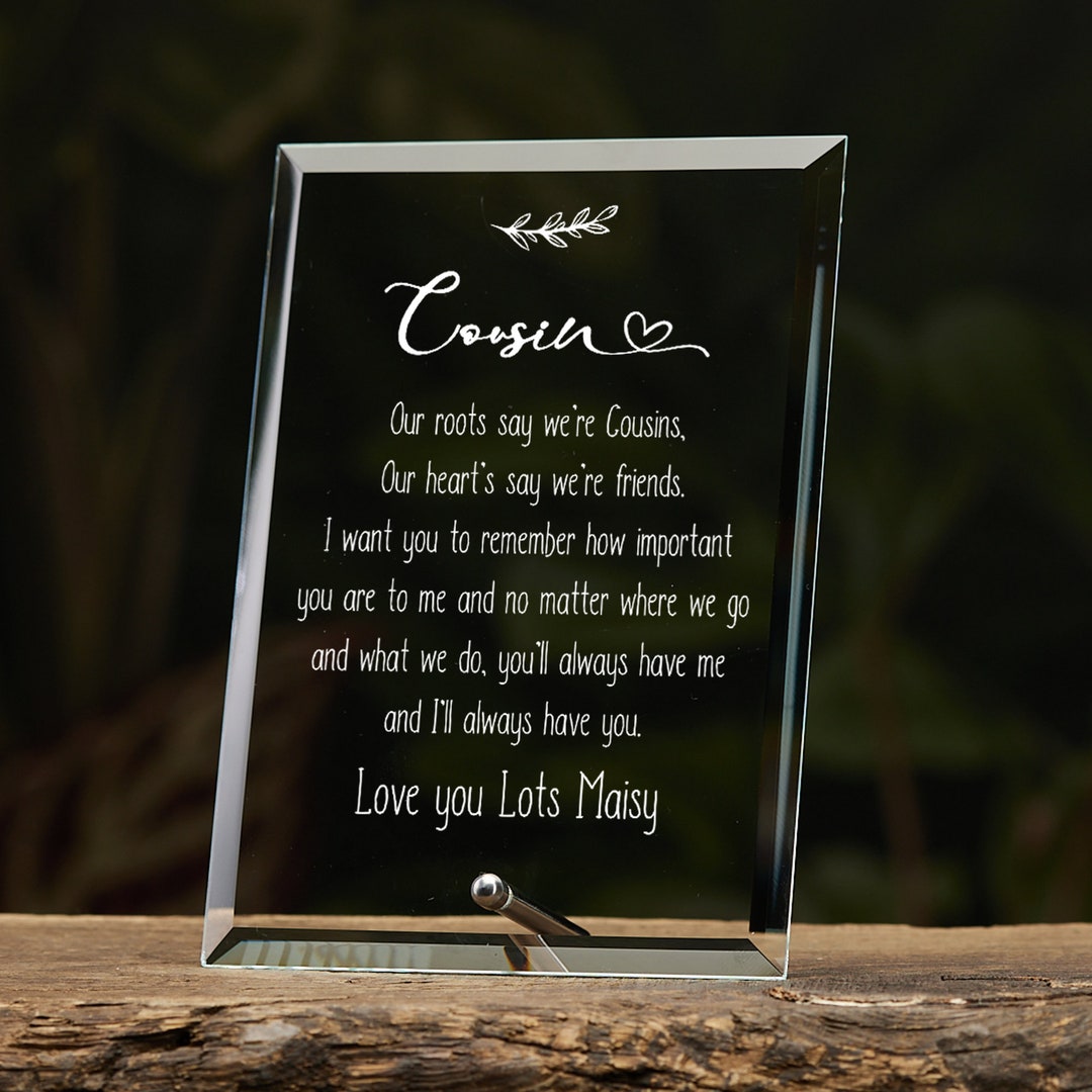 Personalised Cousin Keepsake Gift Glass Plaque With Sentiment - Etsy