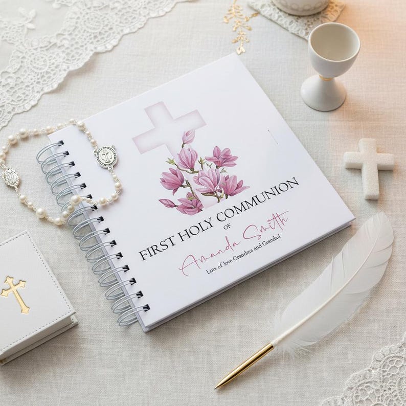 Personalised First Holy Communion Pink Cross Guestbook Scrapbook Photo ...