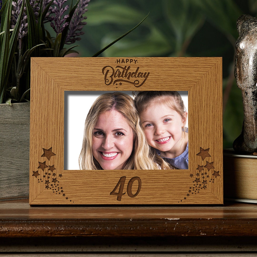 Happy 40th Birthday Wooden Photo Frame Gift - Etsy UK
