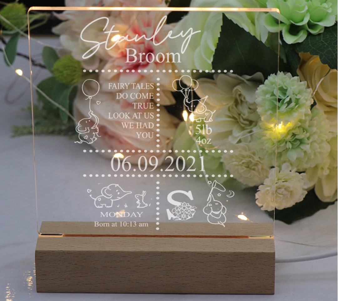 Personalised Baby Birth Night Light LED Lamp Gift - Etsy
