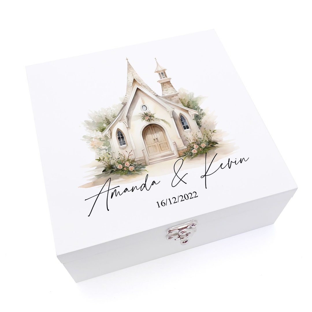 Personalised Luxury Wooden Wedding Box Keepsake With Chapel - Etsy