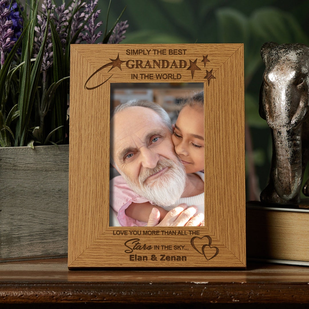 Personalised Best Grandad Portrait Wooden Photo Frame Gift - Etsy