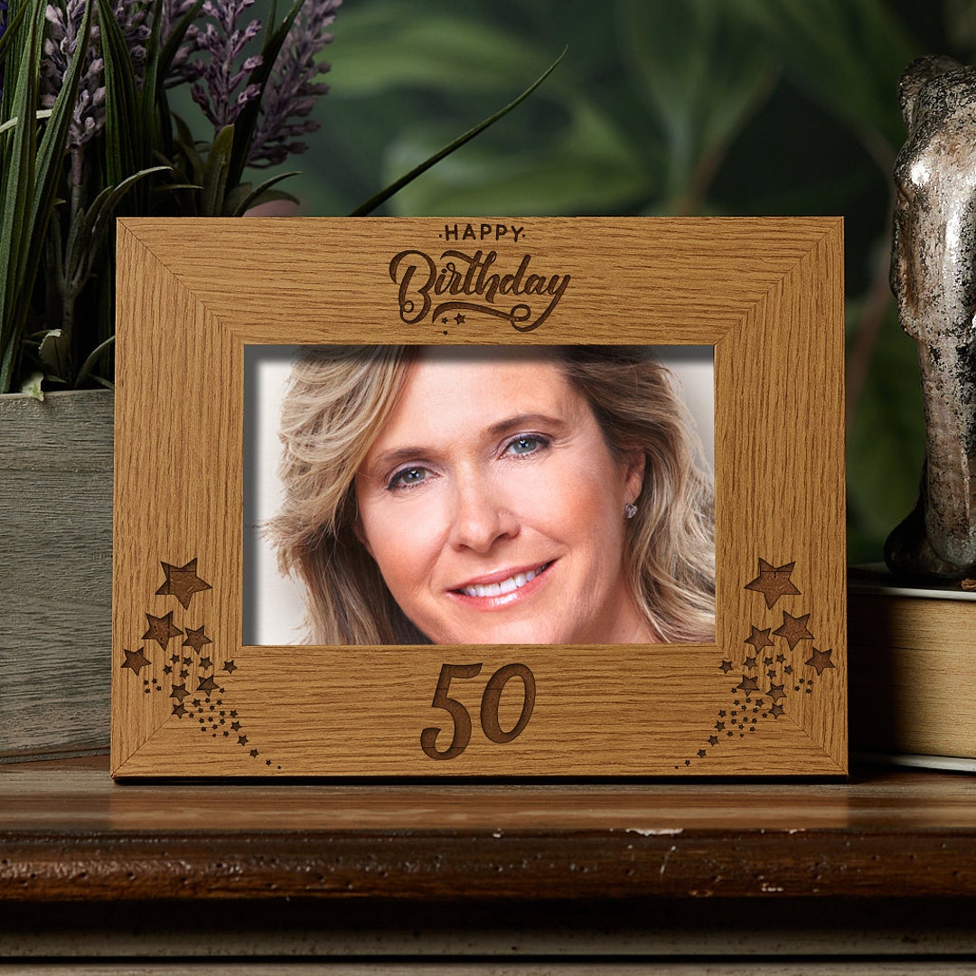Happy 50th Birthday Wooden Photo Frame Gift - Etsy UK