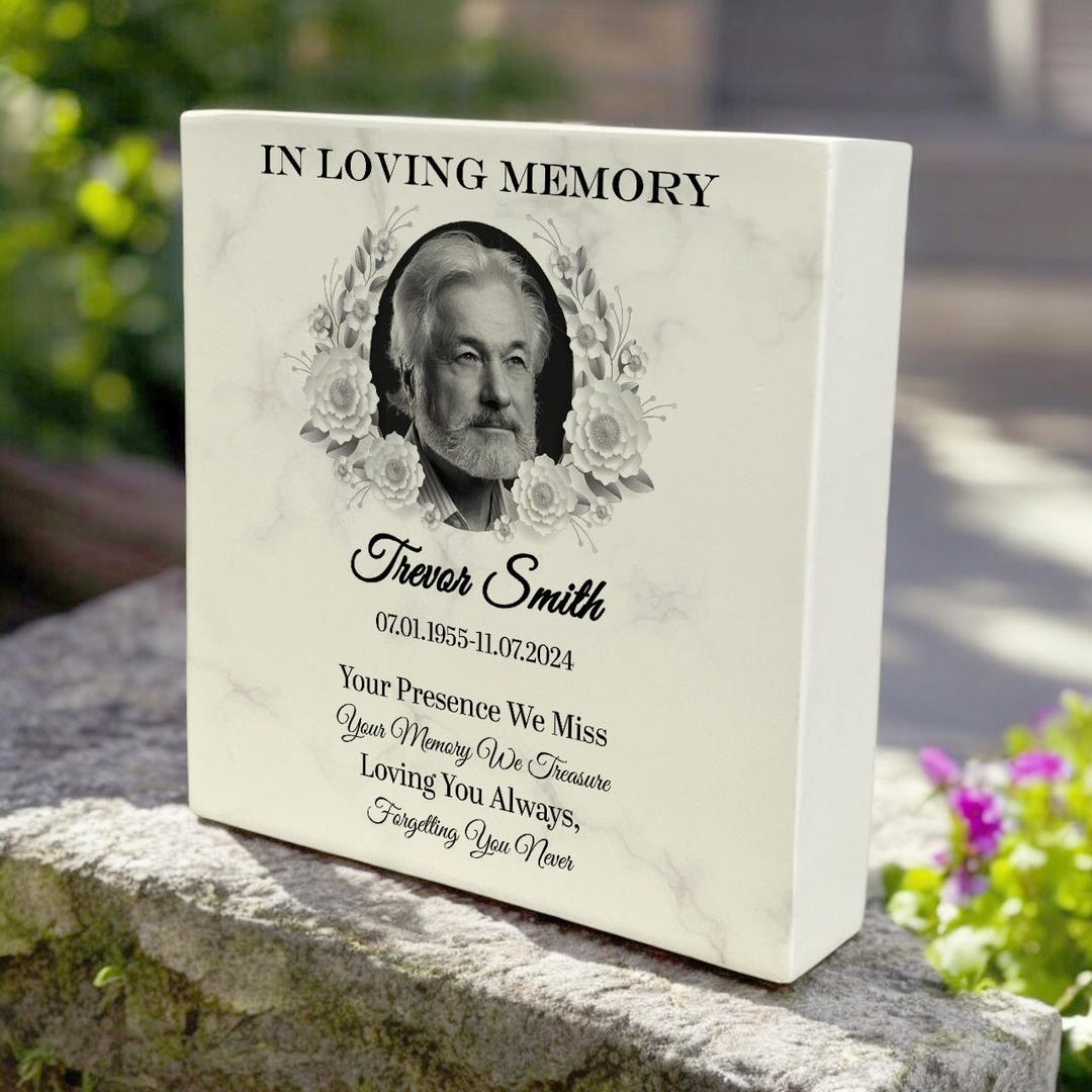 Personalised Graveside Decoration Floral Photo Frame Memorial Square - Etsy