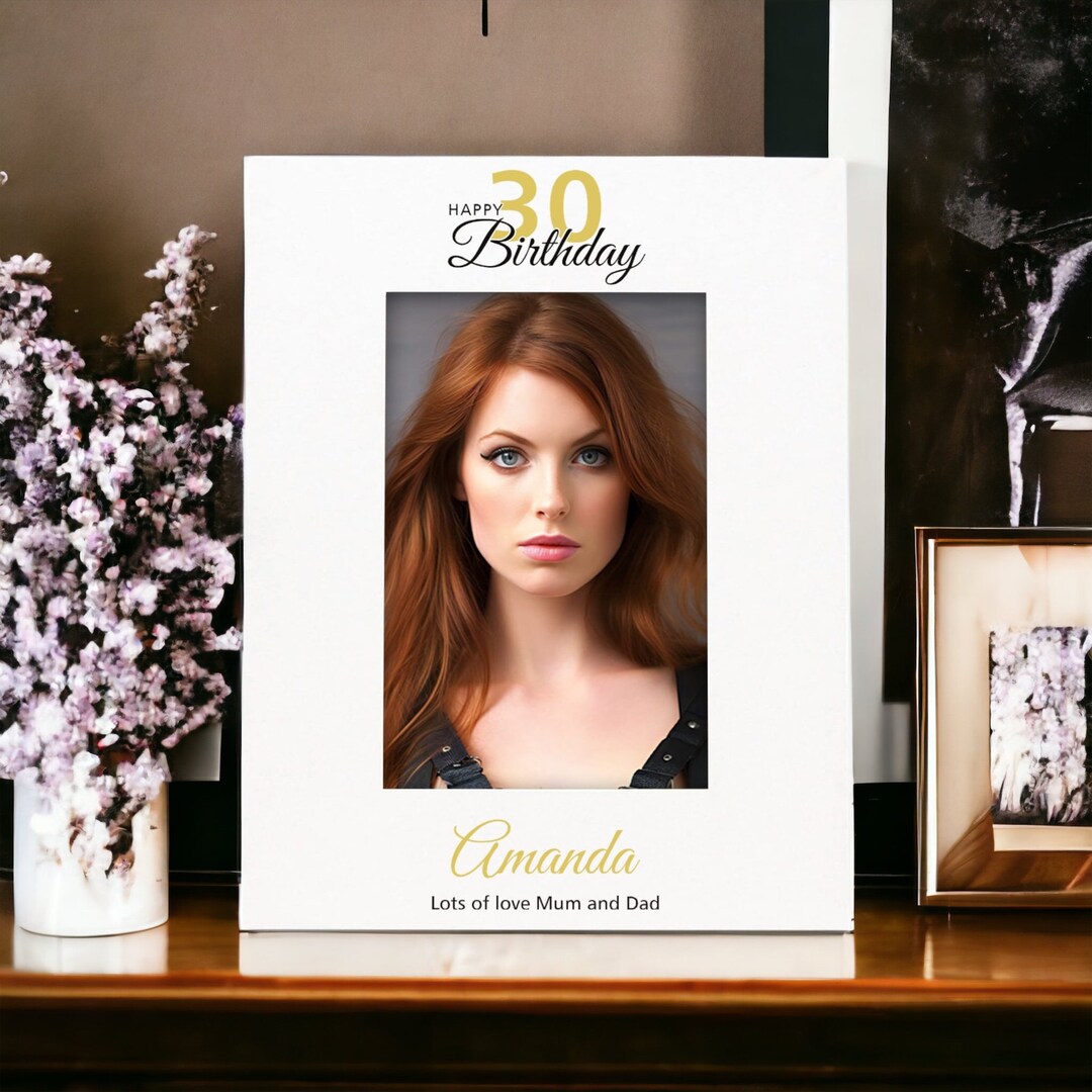 Personalised 30th Birthday Photo Frame Portrait With Name and Sentiment ...