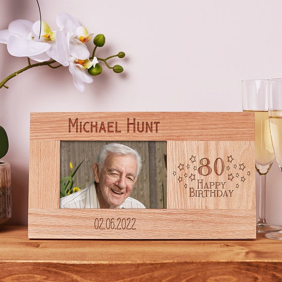 Personalised 80th Birthday Photo Frame Gift Solid Oak With - Etsy