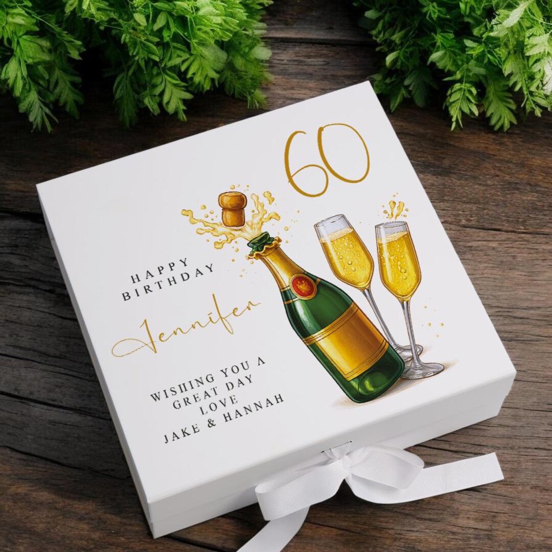 Personalised 60th Birthday Keepsake Box Customised With Champagne ...