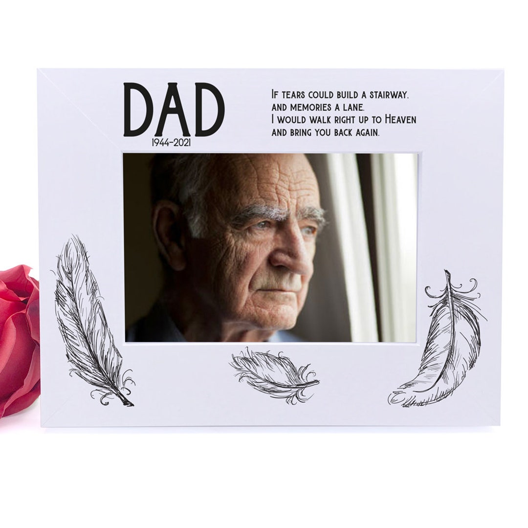 Personalised Dad Remembrance Memorial White Photo Frame Wood Finish ...
