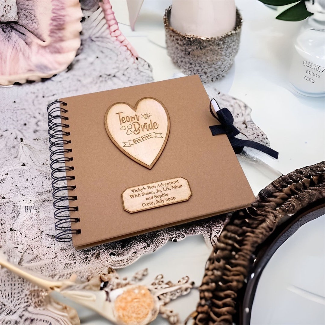 Personalised Team Bride Hen Party Scrapbook Photo Album With Wooden ...