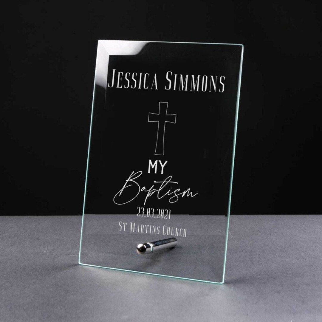 Personalised Baptism Gift Glass Plaque - Etsy