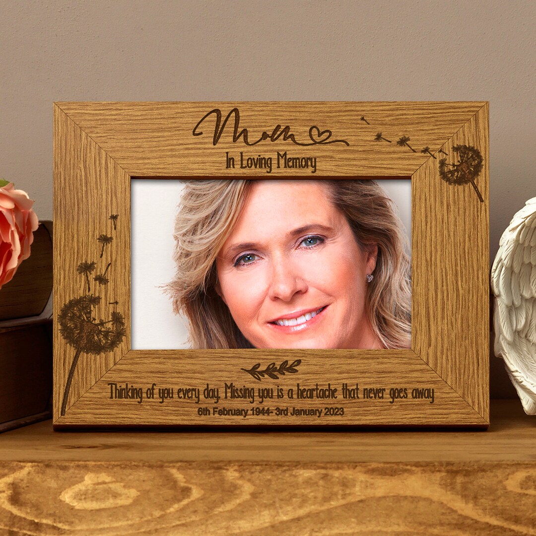 Mum Remembrance Photo Frame Personalised Landscape With Dandelions - Etsy