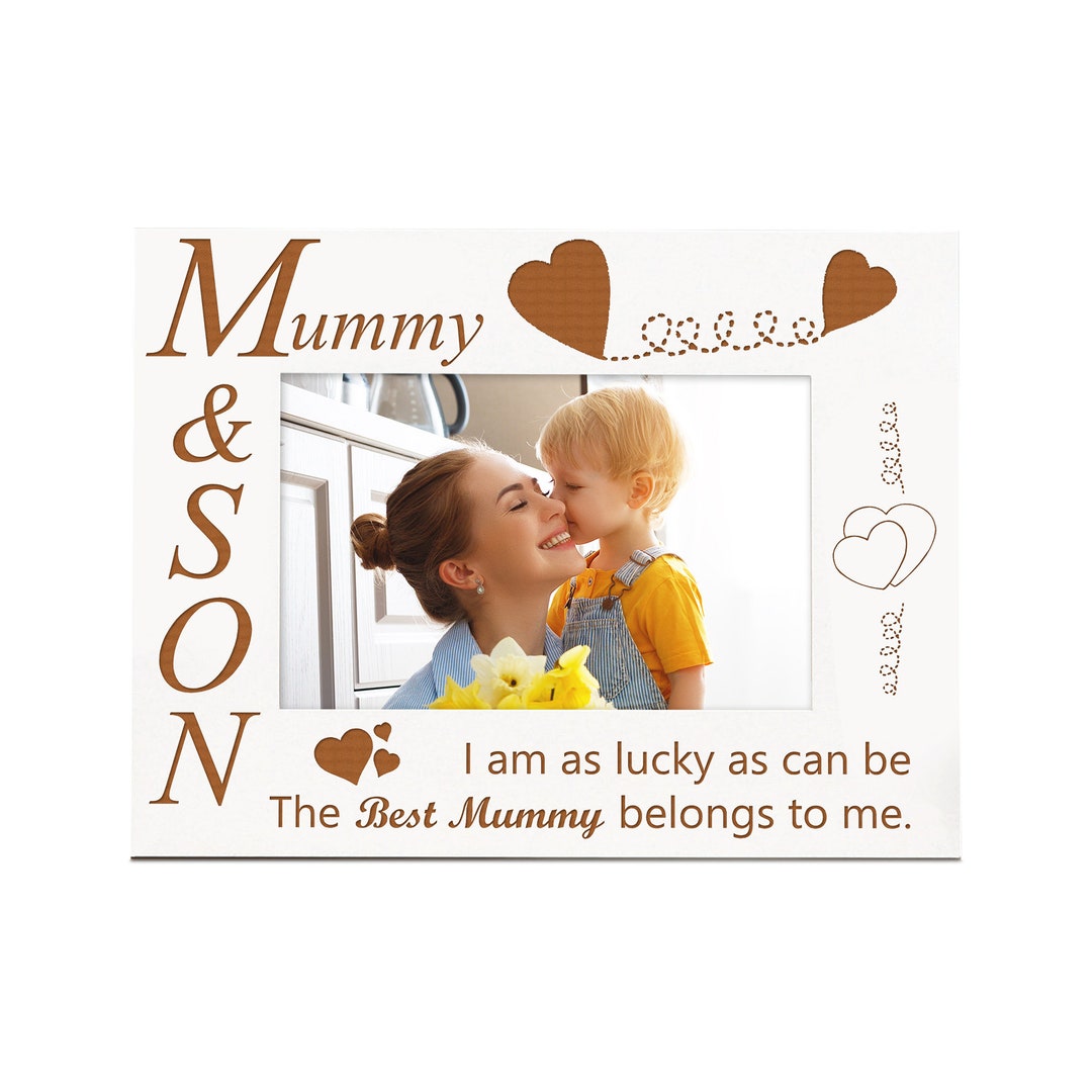 White Engraved Mummy and Son Photo Frame Gift Any Occasion - Etsy