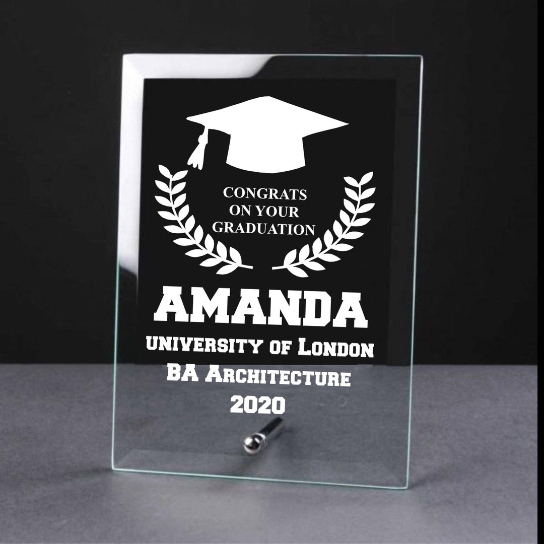 Personalised Graduation Congratulations Laurel Design Glass Plaque - Etsy