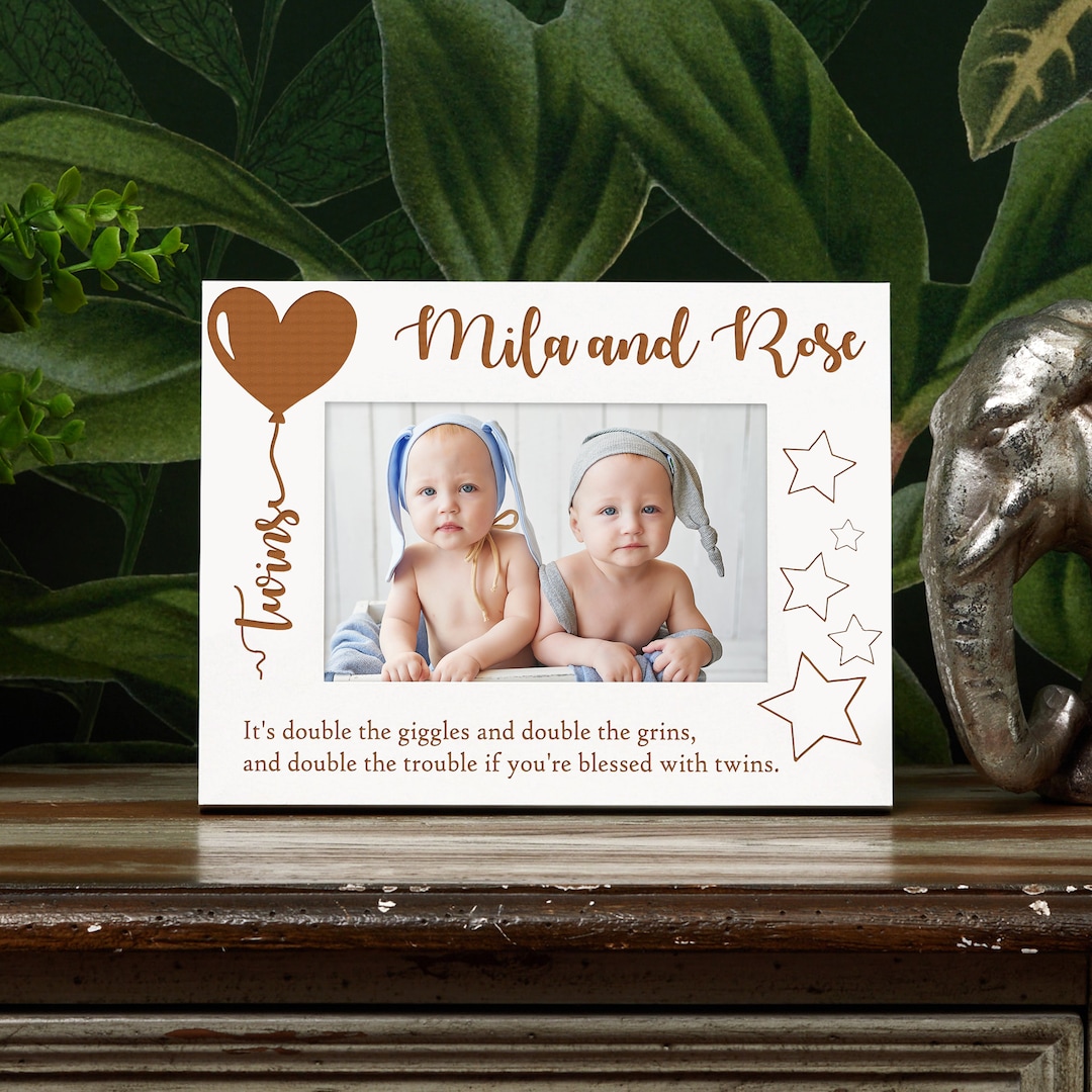 White Engraved Personalised Twins Photo Frame Gift - Etsy