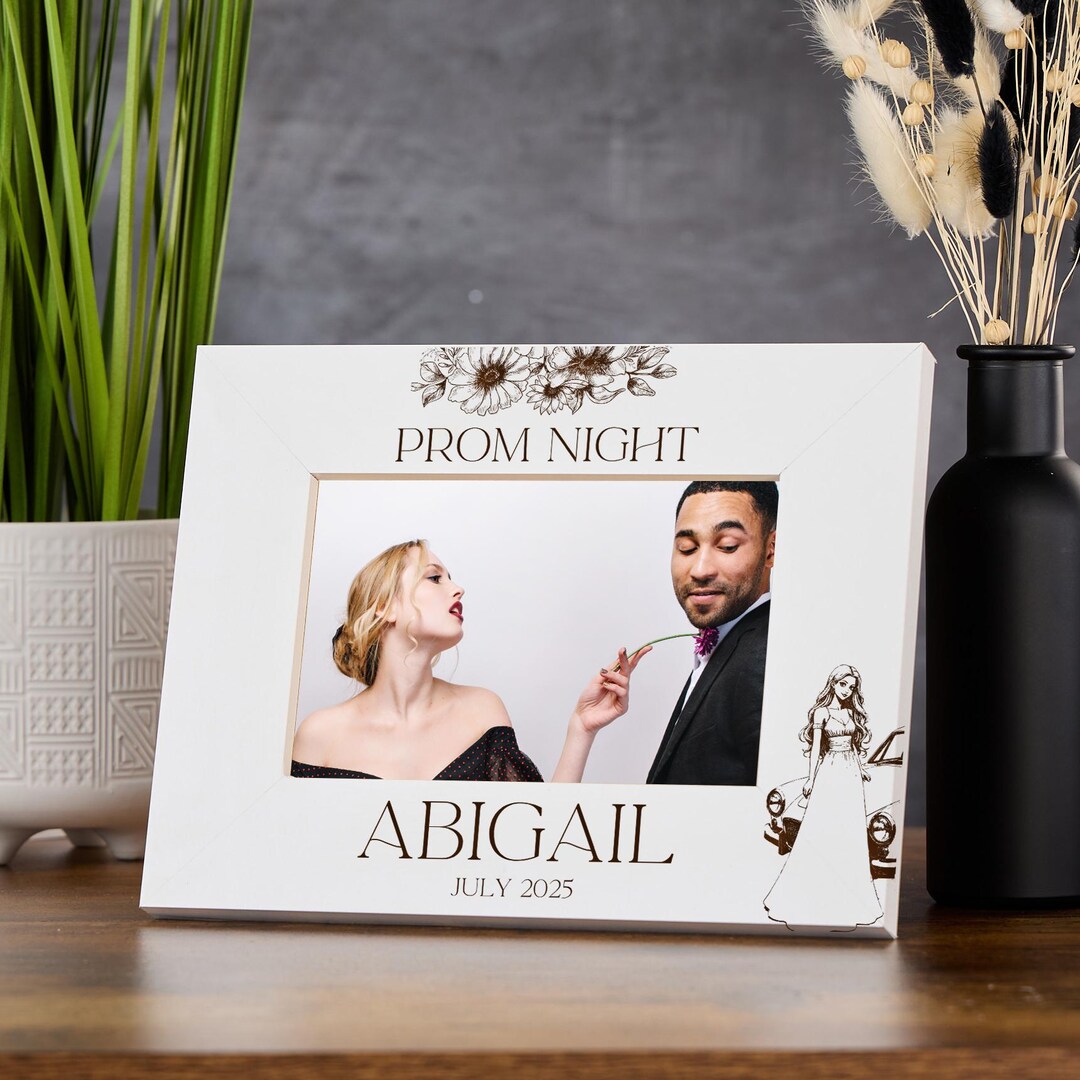 Personalised White Wooden Engraved Photo Frames Prom Night Girl - Etsy