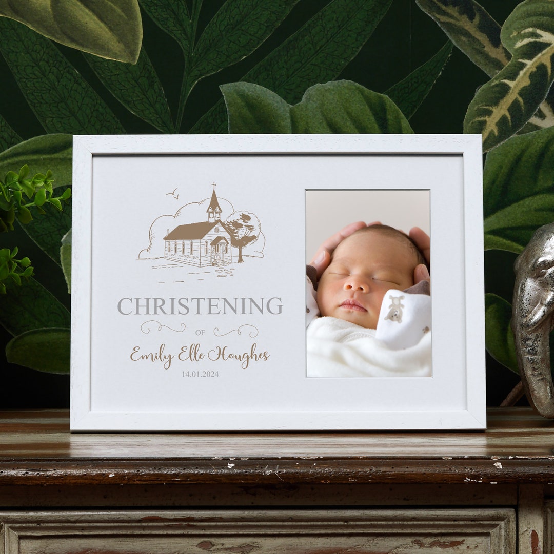 Personalised Christening Photo Frame With Church Background - Etsy