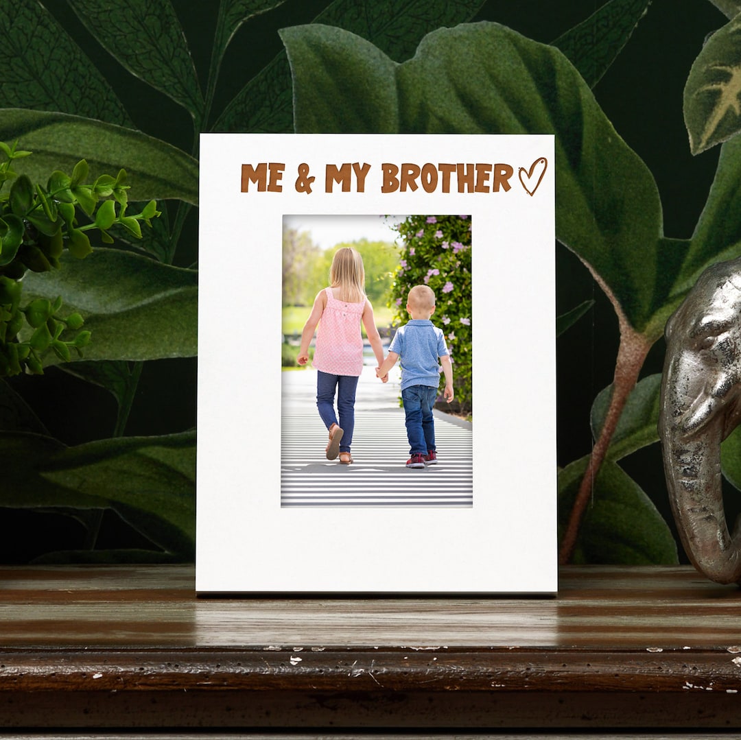 White Engraved Me and My Brother Picture Photo Frame Heart Gift ...