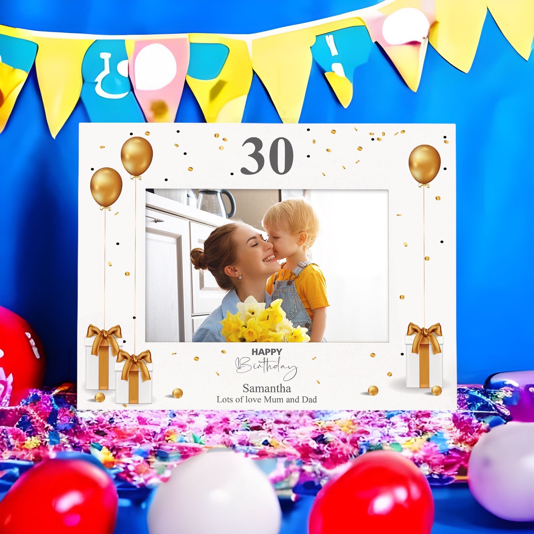 Personalised 30th Birthday Photo Frame With Gold Balloons - Etsy