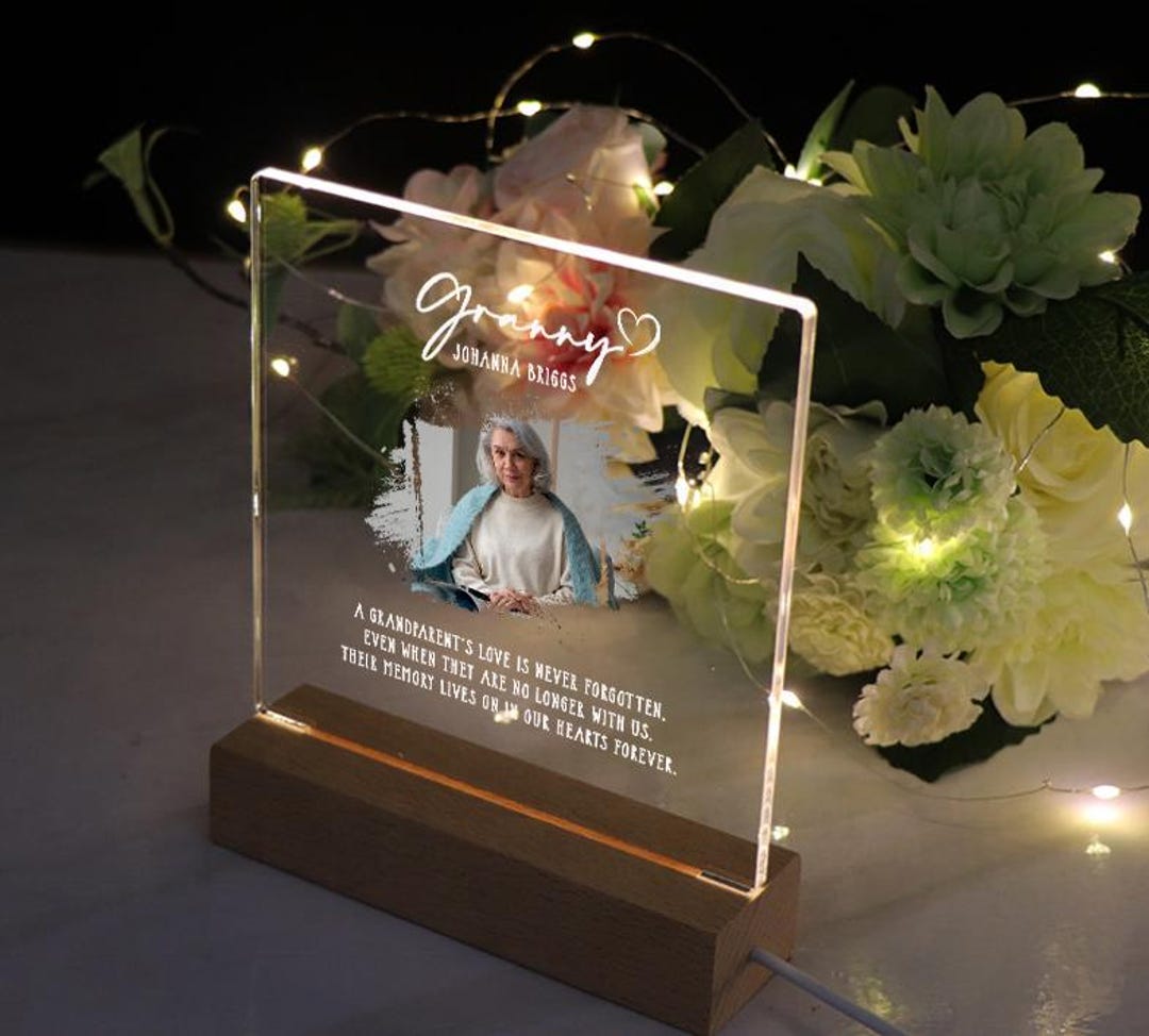 Personalised Granny Photo Memorial Lamp Night Light Condolence Sympathy ...