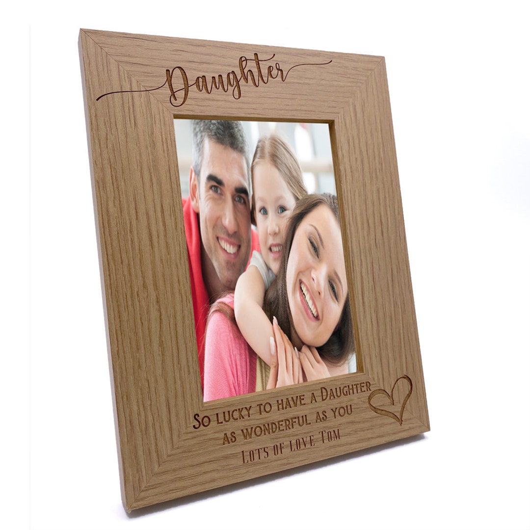 Personalised Daughter Love Heart Engraved Portrait Photo Frame Gift ...
