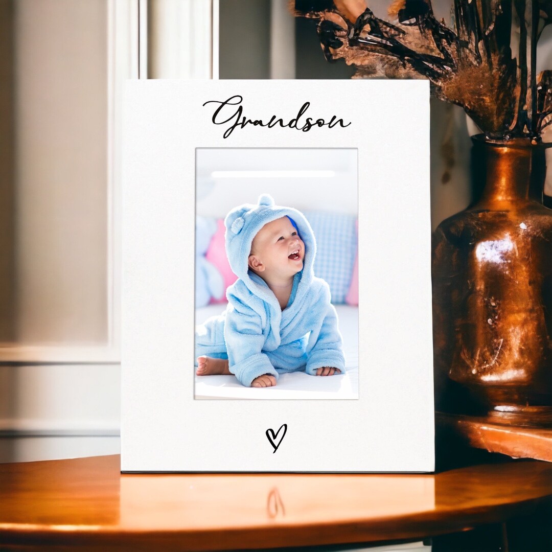 White 6x4 Portrait Picture Photo Frame Grandson Heart - Etsy