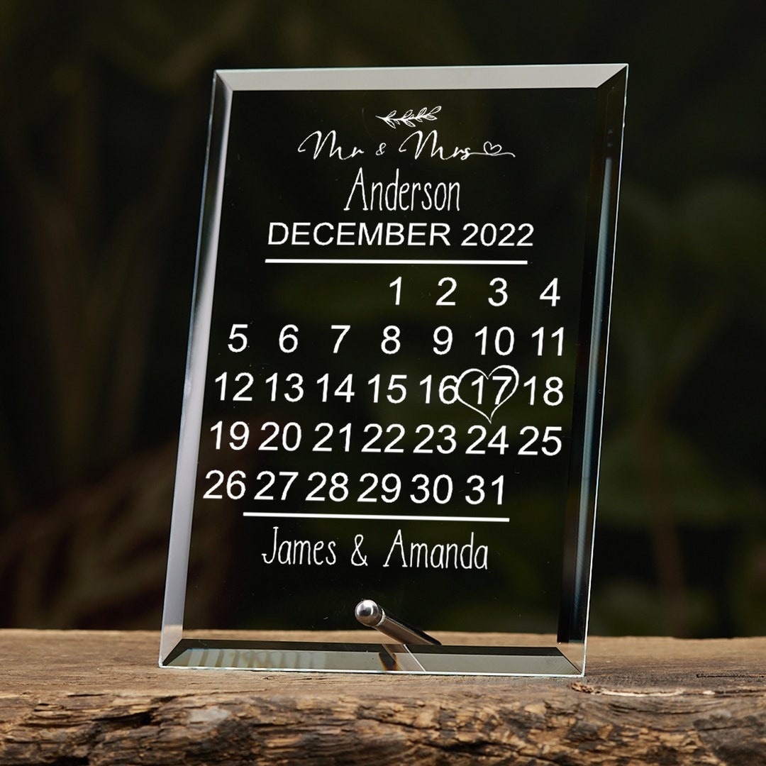Personalised Wedding Day Calendar Glass Plaque Gift - Etsy