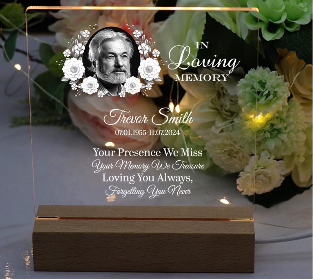 Personalised Photo Memorial Lamp Night Light Condolence Sympathy Gift ...