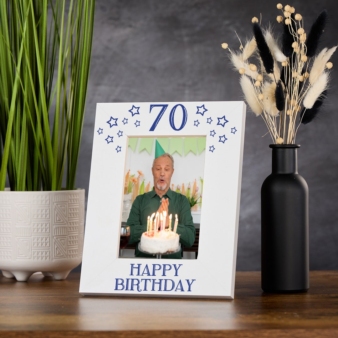 70th Birthday Photo Frame Gift for Him With Star Design - Etsy