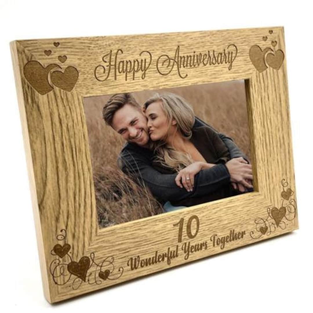 Happy 10th Anniversary Wooden Photo Frame Gift - Etsy UK