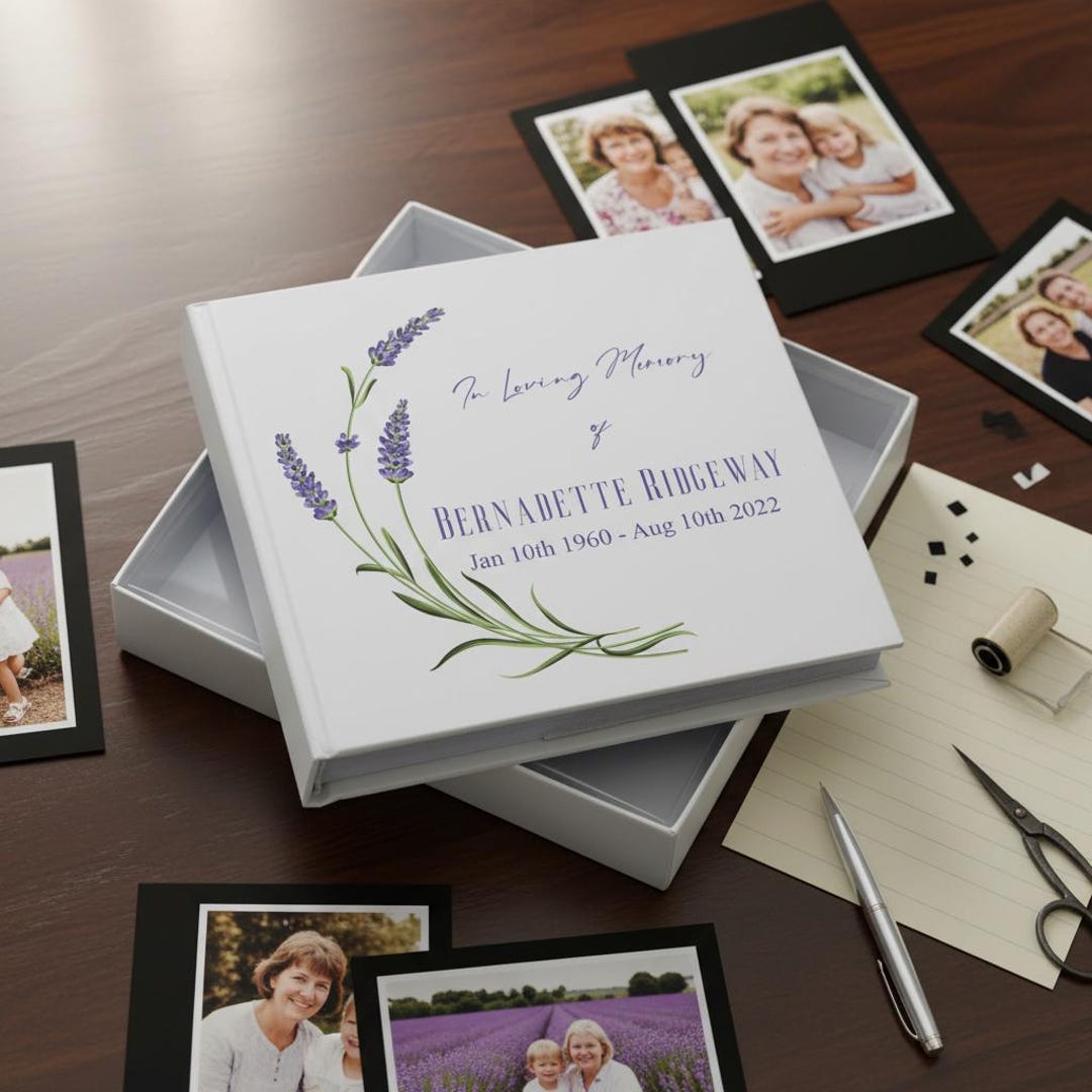 Personalised in Loving Memory Remembrance Photo Album Lavender Flower ...