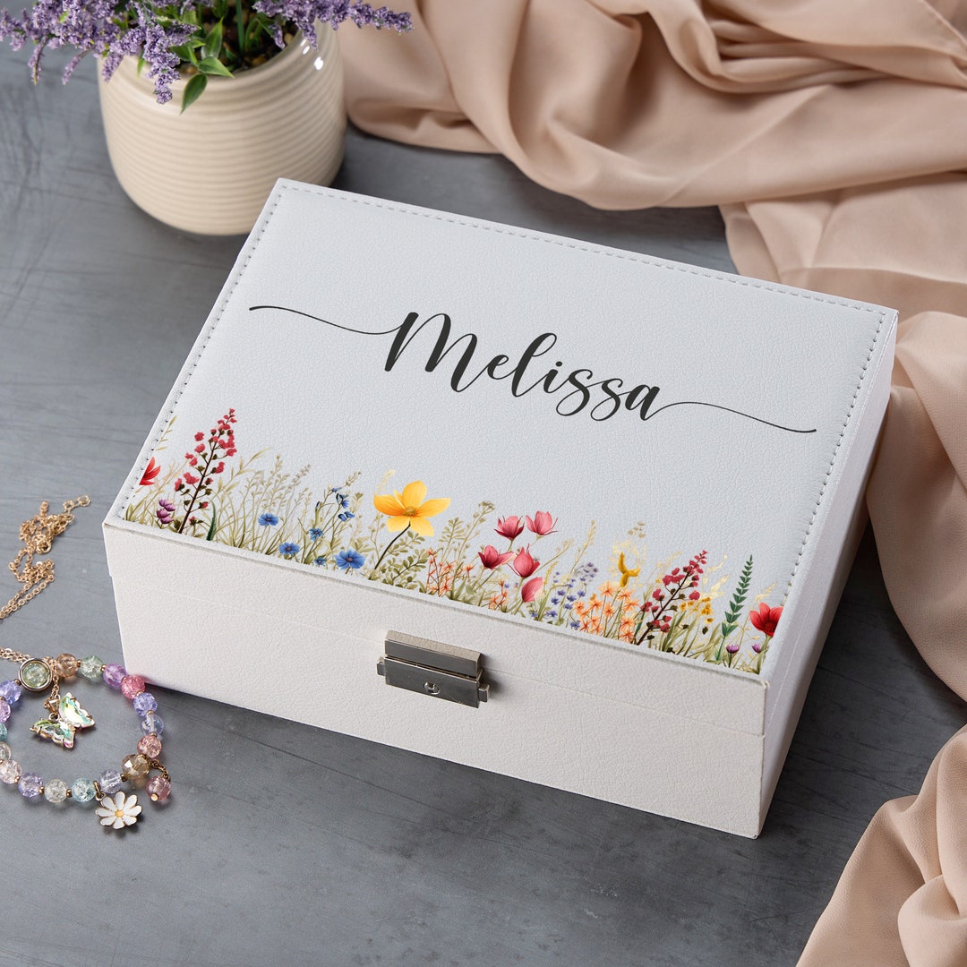 Personalised Wildflower Jewellery Box Gift for Her Birthdays Mothers ...