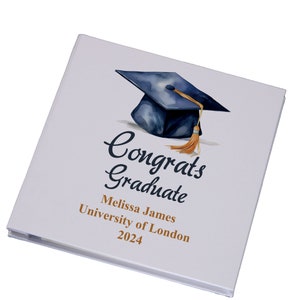 Personalised Graduation Photo Album With Linen Cover Watercolour Hat - Etsy
