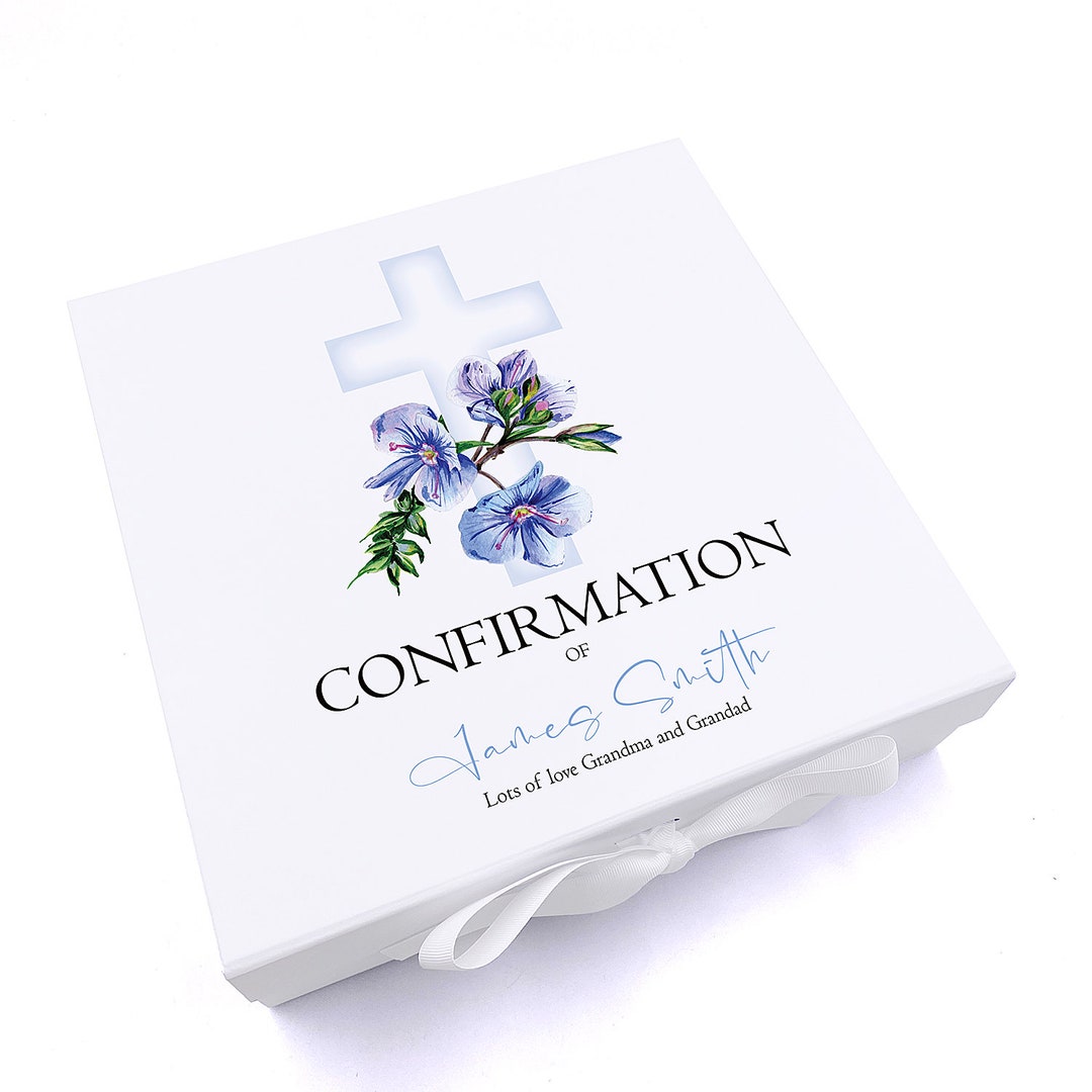 Personalised Confirmation Blue Cross Keepsake Memory Box Gift - Etsy