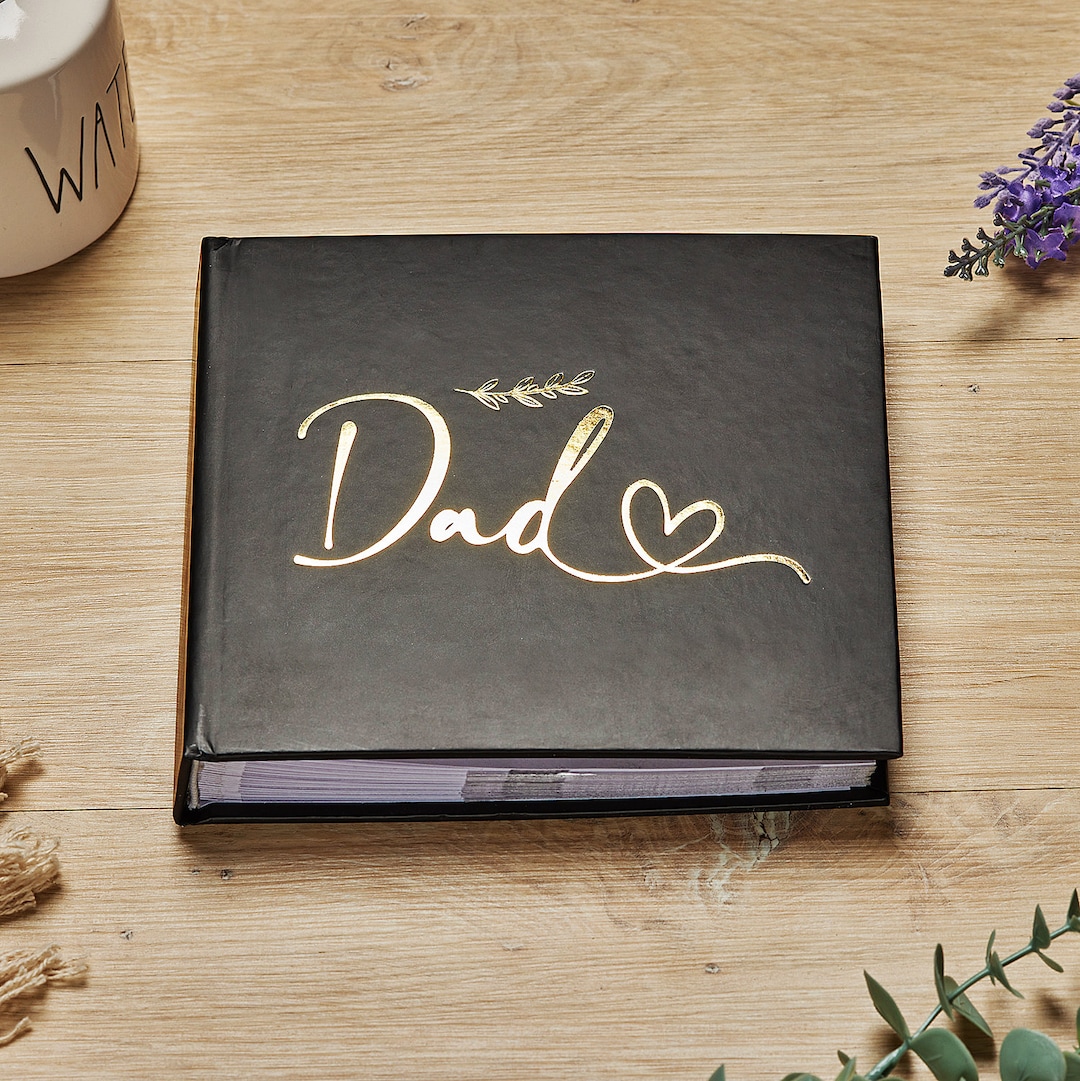 Dad Black Photo Album With Leaf Design for 50 X 6 by 4 Photos Gold ...