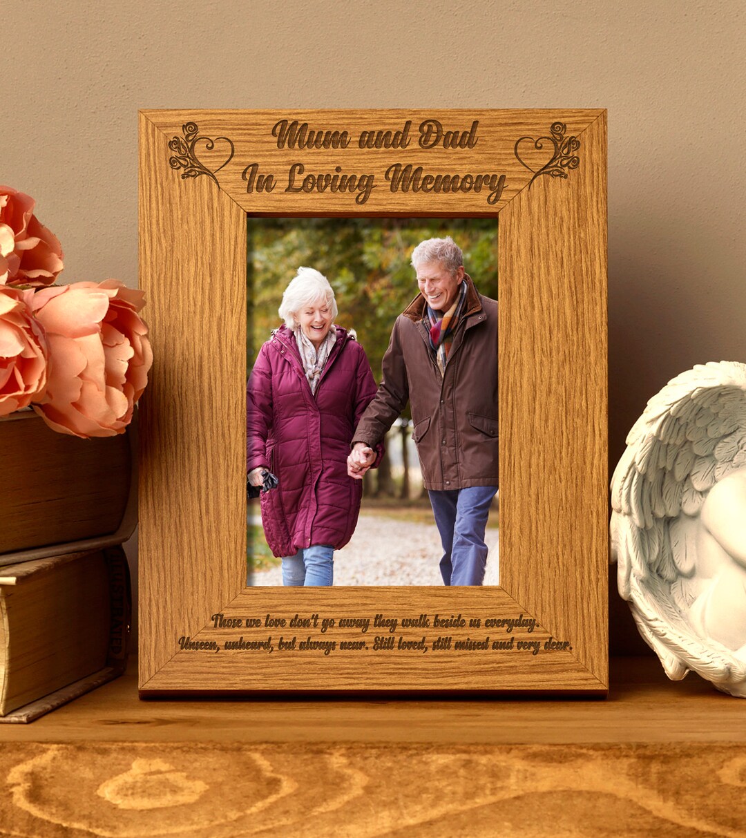 Mum and Dad in Loving Memory Remembrance Portrait Wooden Photo Frame ...