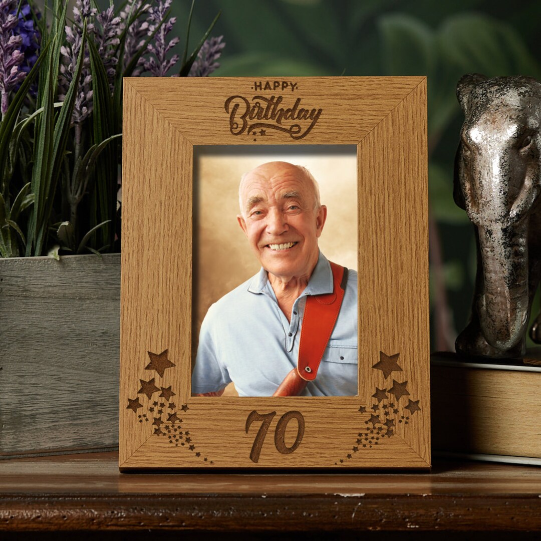Happy 70th Birthday Portrait Photo Frame Star Design Gift - Etsy