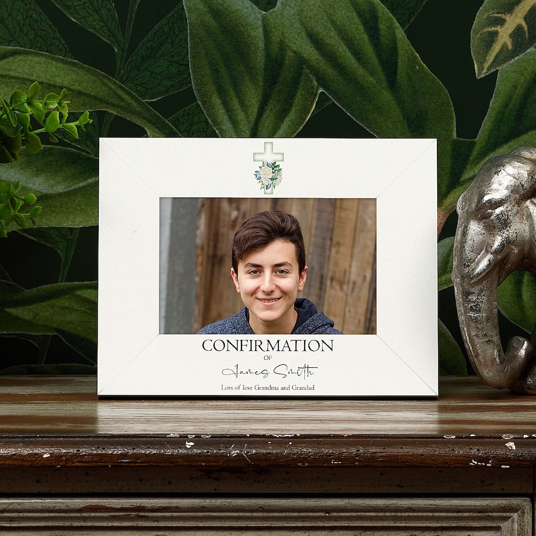 Personalised Confirmation Photo Frame Gift With Green Cross - Etsy
