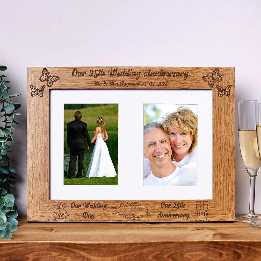 Personalised Our 25th Anniversary Double Wooden Photo Frame Gift - Etsy