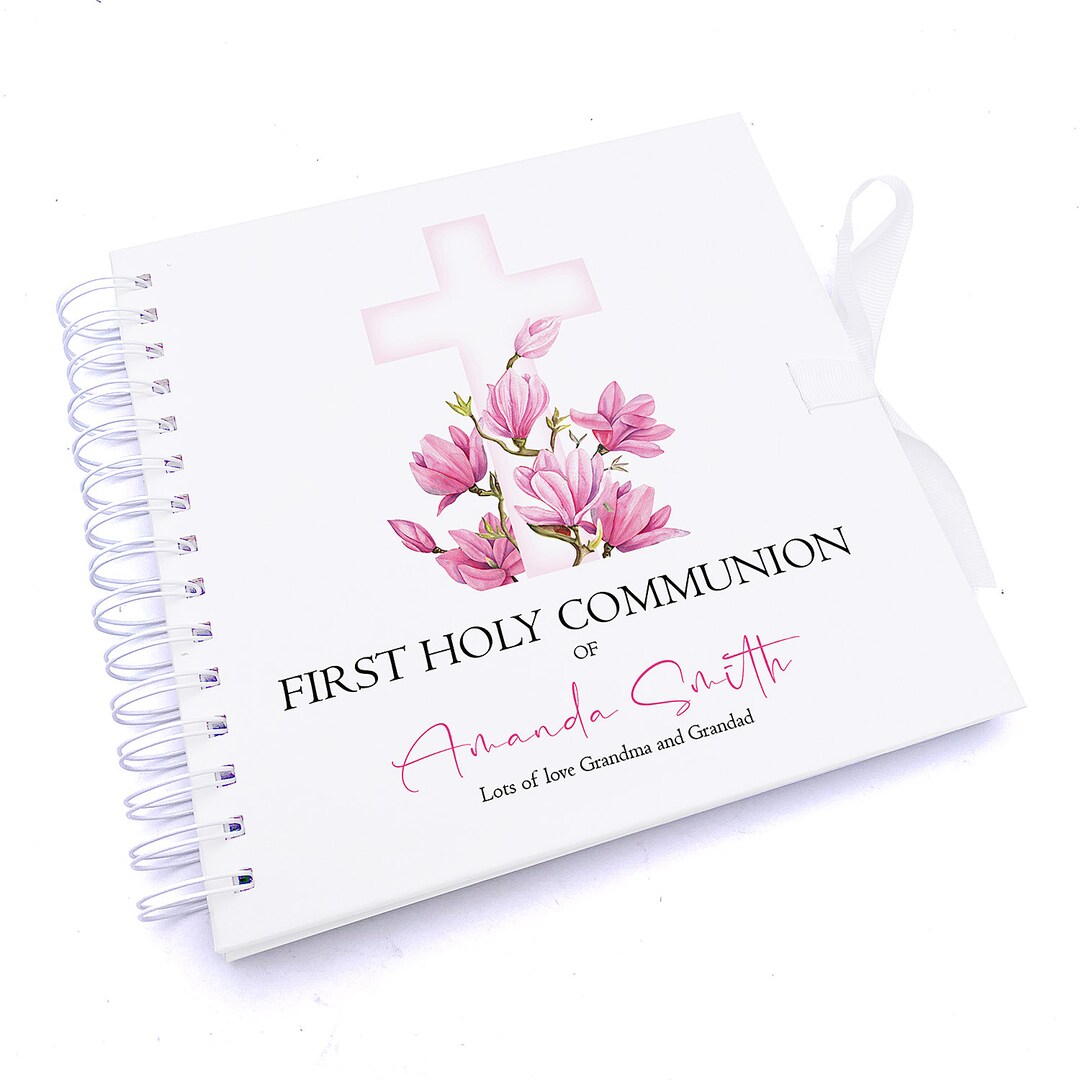 Personalised First Holy Communion Pink Cross Guestbook Scrapbook Photo ...