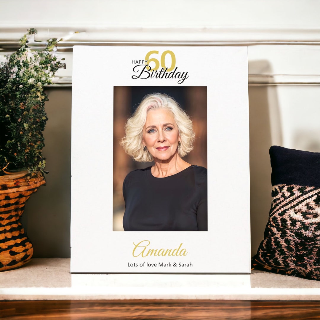 Personalised 60th Birthday Photo Frame Portrait With Name and Sentiment ...
