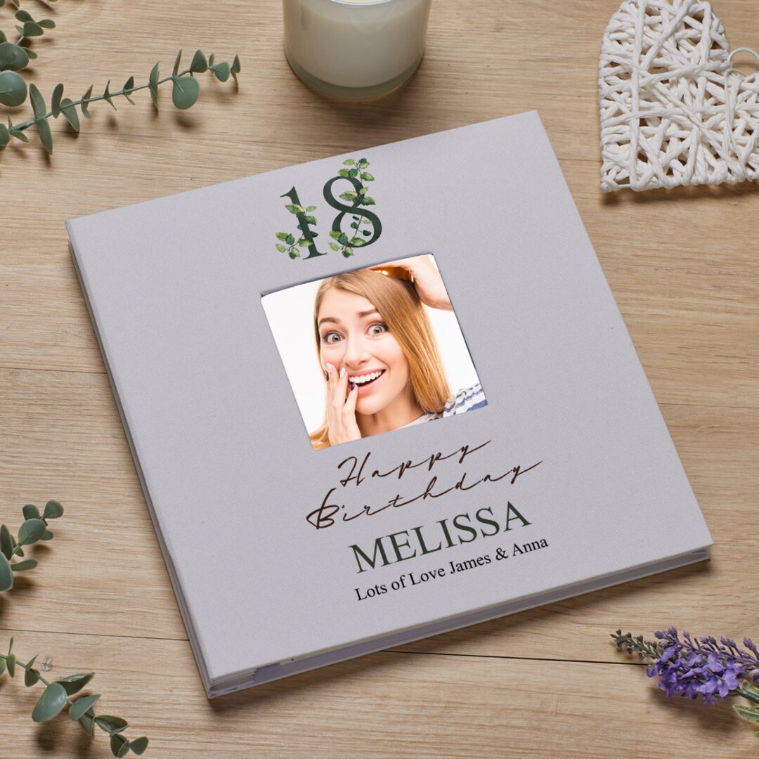 Personalised 18th Birthday Photo Album Linen Cover With Leaf Design - Etsy