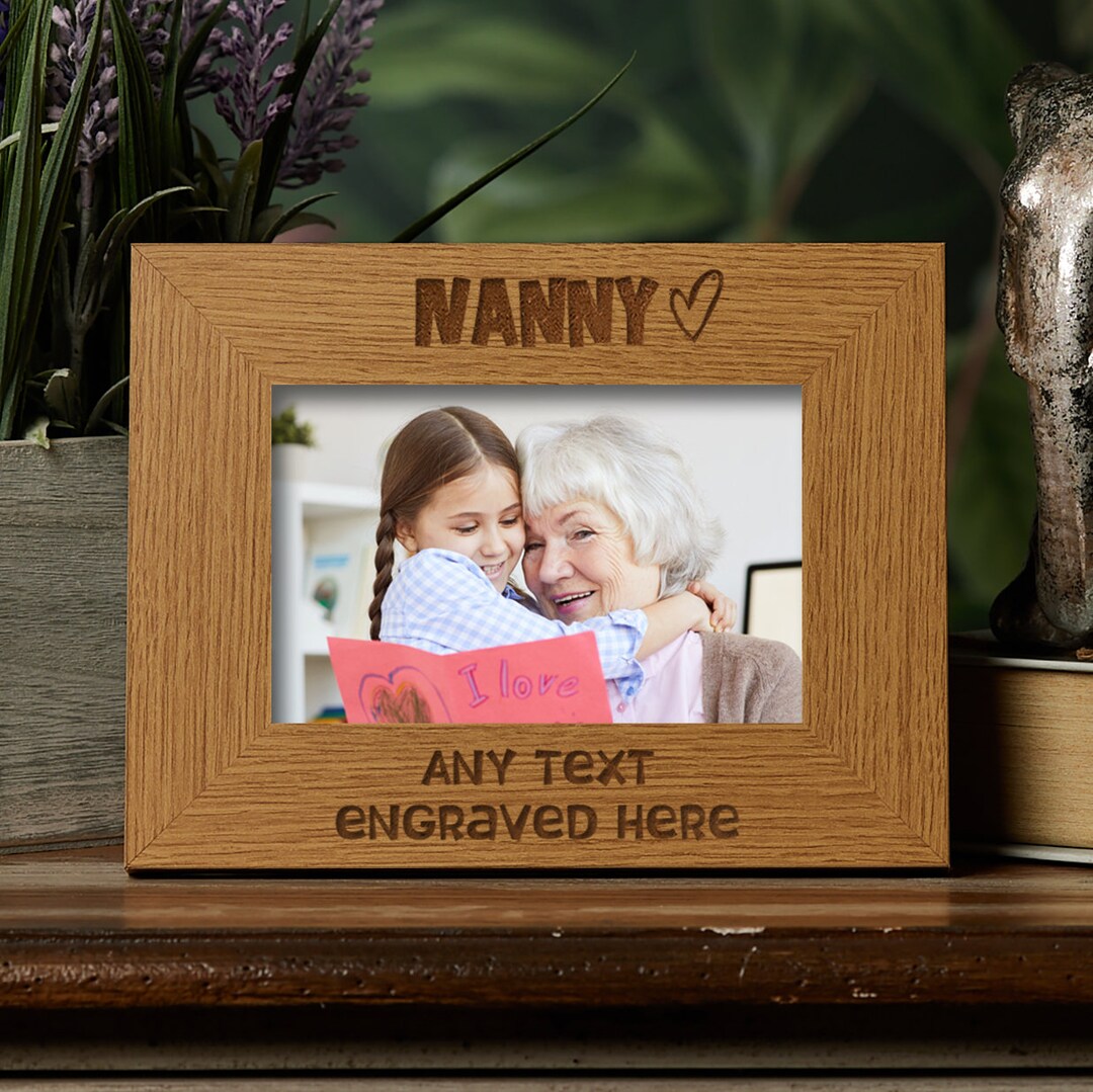 Oak Personalised Nanny Picture Photo Frame Heart Gift - Etsy